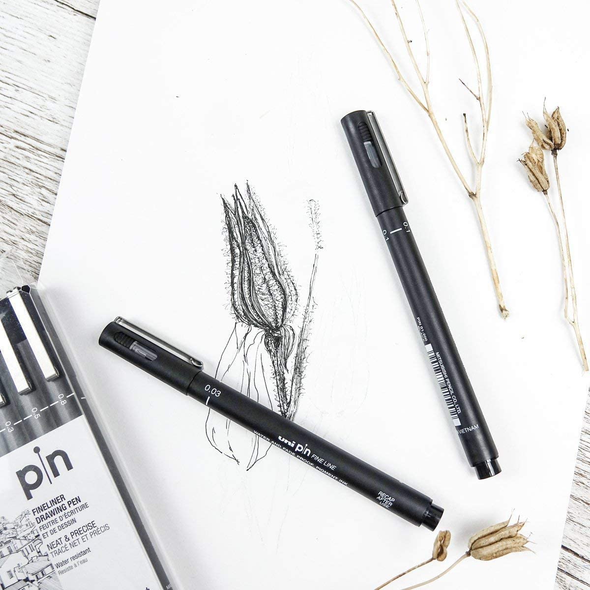 Artist Pens 6 Black Fineliner Pens Set - Fine Line Drawing Pens With ...