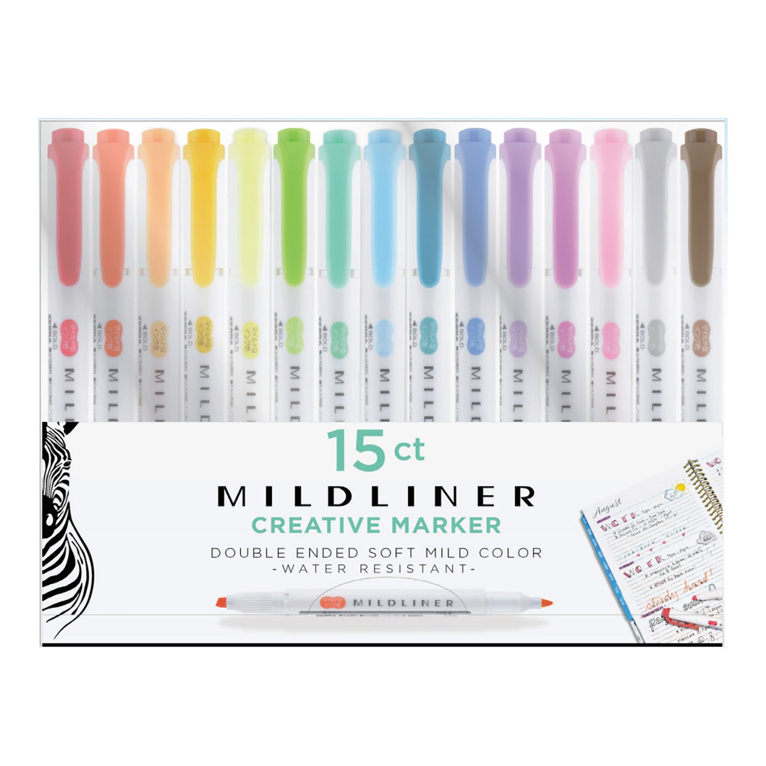 Mildliner Double-Ended Highlighter Sets, 15-Color Set – Souligné HN